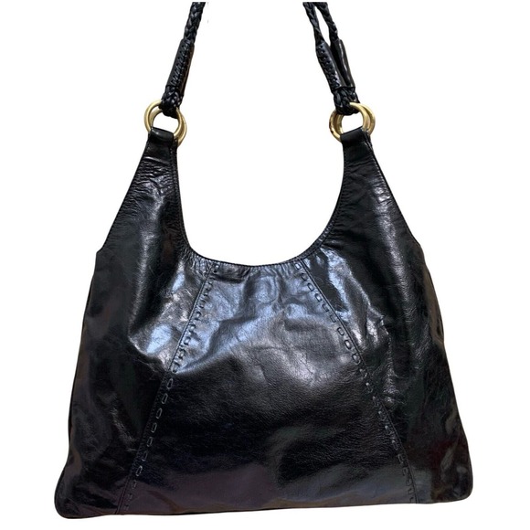 Sigrid Olsen | Bags | Sigrid Olsen Large Slim Black Glazed Leather Hobo ...